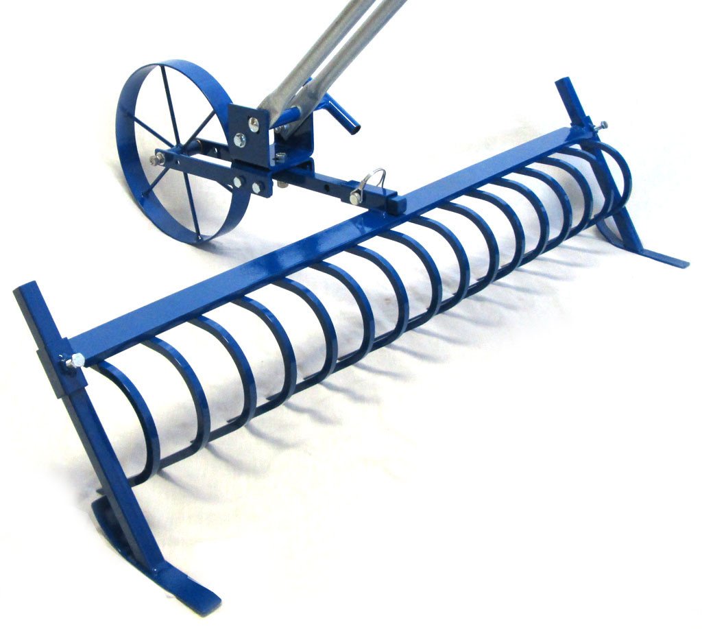 16 Tines Steel Garden Bed Rake Wheel Hoe Attachment with Depth Skids ...