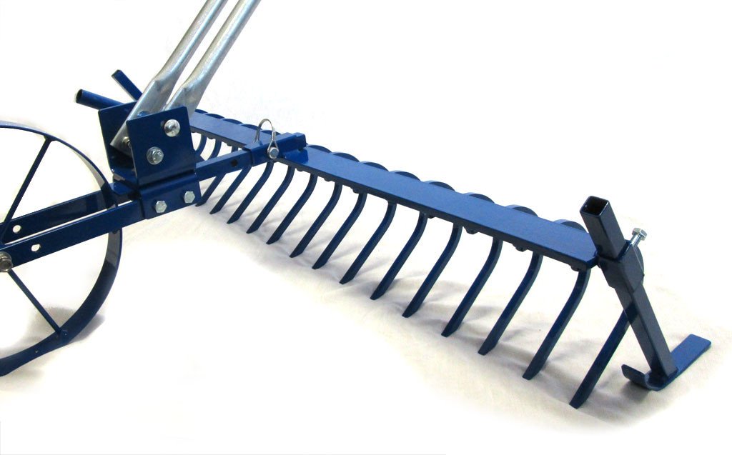 16 Tines Steel Garden Bed Rake Wheel Hoe Attachment with Depth Skids ...